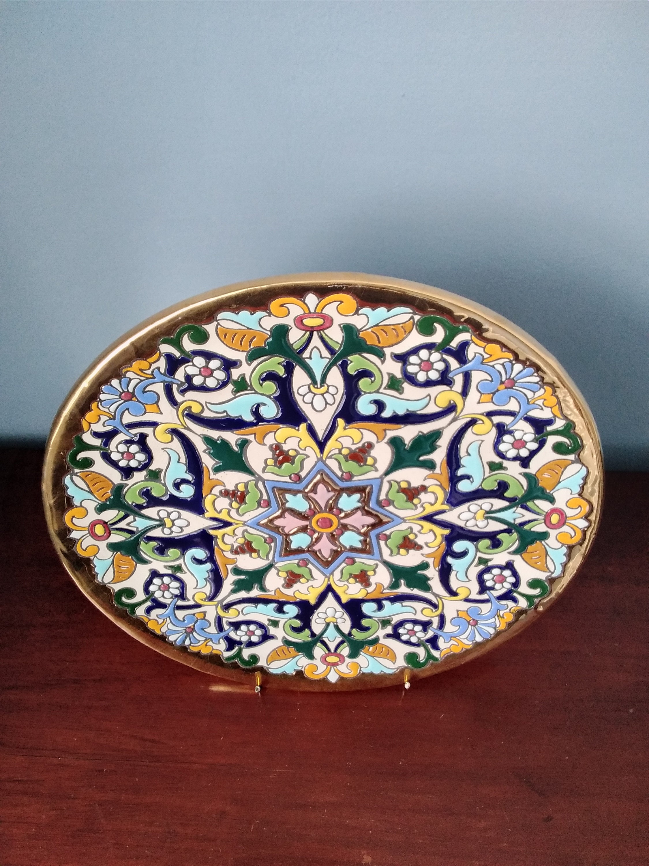 Vintage Spanish Decorative Plate. Spanish Cuerda Seca Decorated Plate ...