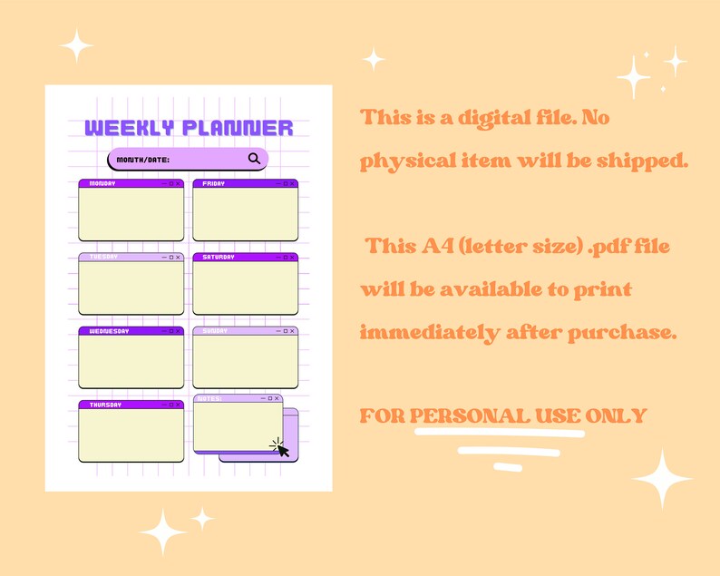 Cyber Weekly Planner Printable Weekly Organizer, Weekly Planner Agenda ...