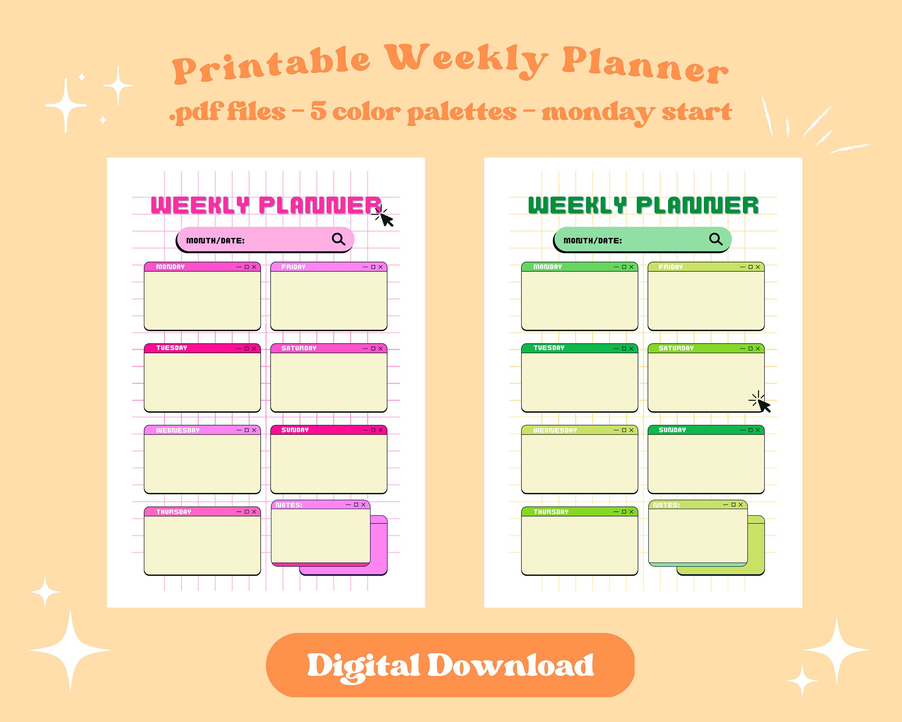 Cyber Weekly Planner Printable Weekly Organizer, Weekly Planner Agenda ...