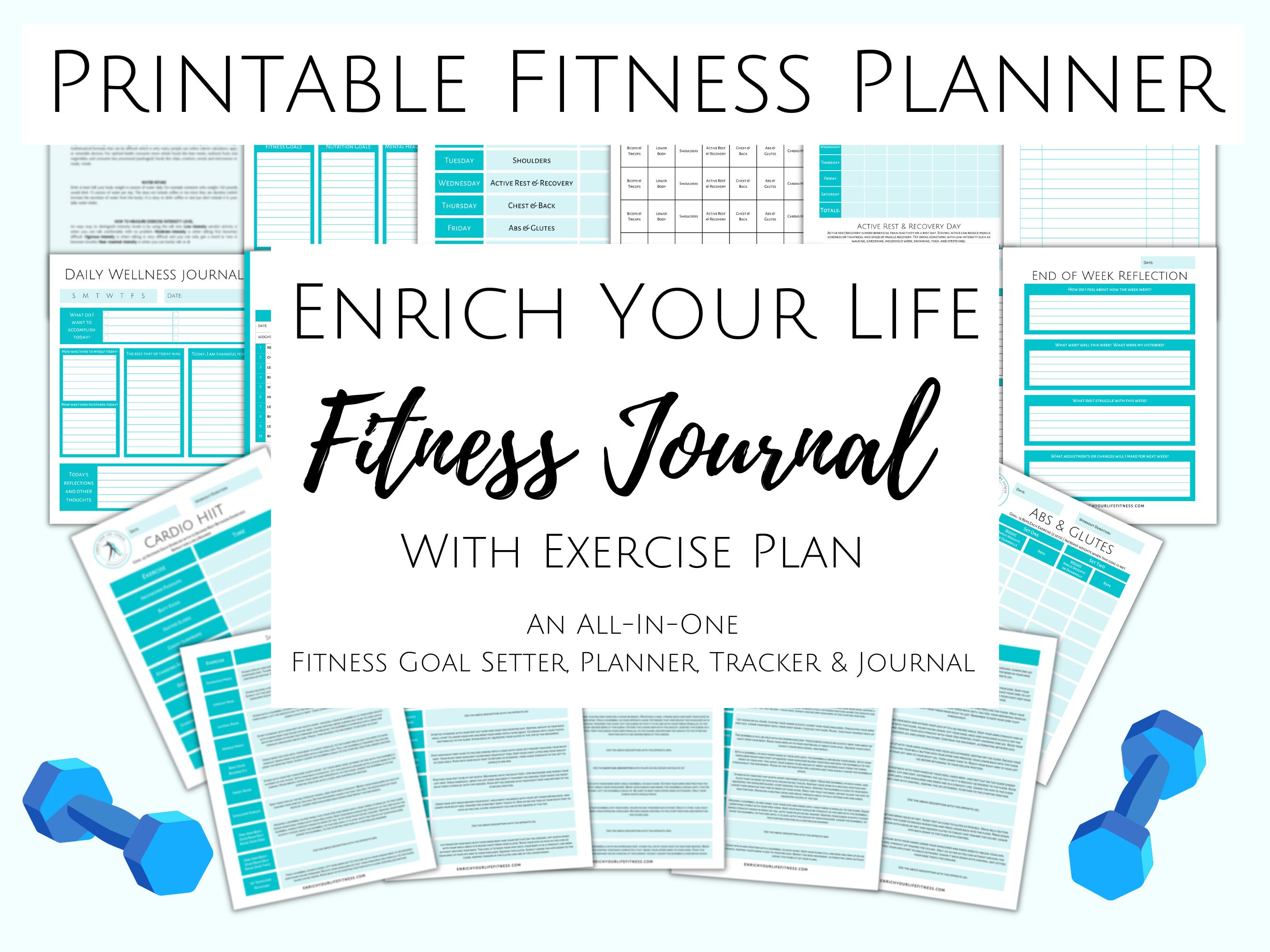 Fitness Planner Printable PDF, Meal Planner, Weight Loss/calorie ...