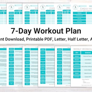 Weekly Workout Plan Printable With Exercises and Tracker/log for Home ...
