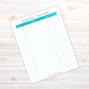 Exercise Tracker Printable PDF, Fitness Log, Workout Log, Health Log ...
