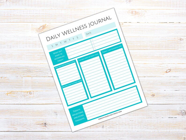 Daily Wellness Journal Printable PDF, to Do, Fitness, Gratitude Journal ...