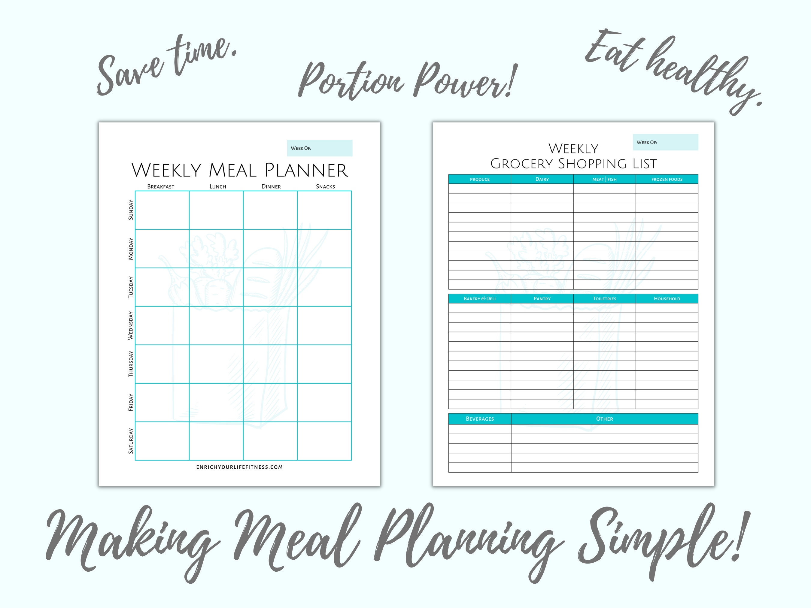 Fitness Planner Printable PDF, Meal Planner, Weight Loss/calorie ...