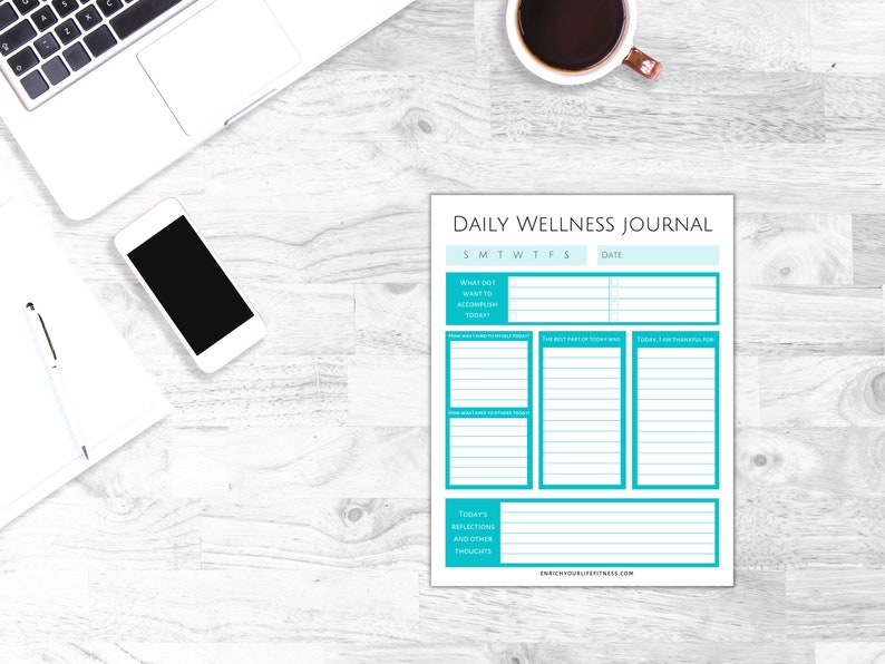 Daily Wellness Journal Printable PDF, to Do, Fitness, Gratitude Journal ...