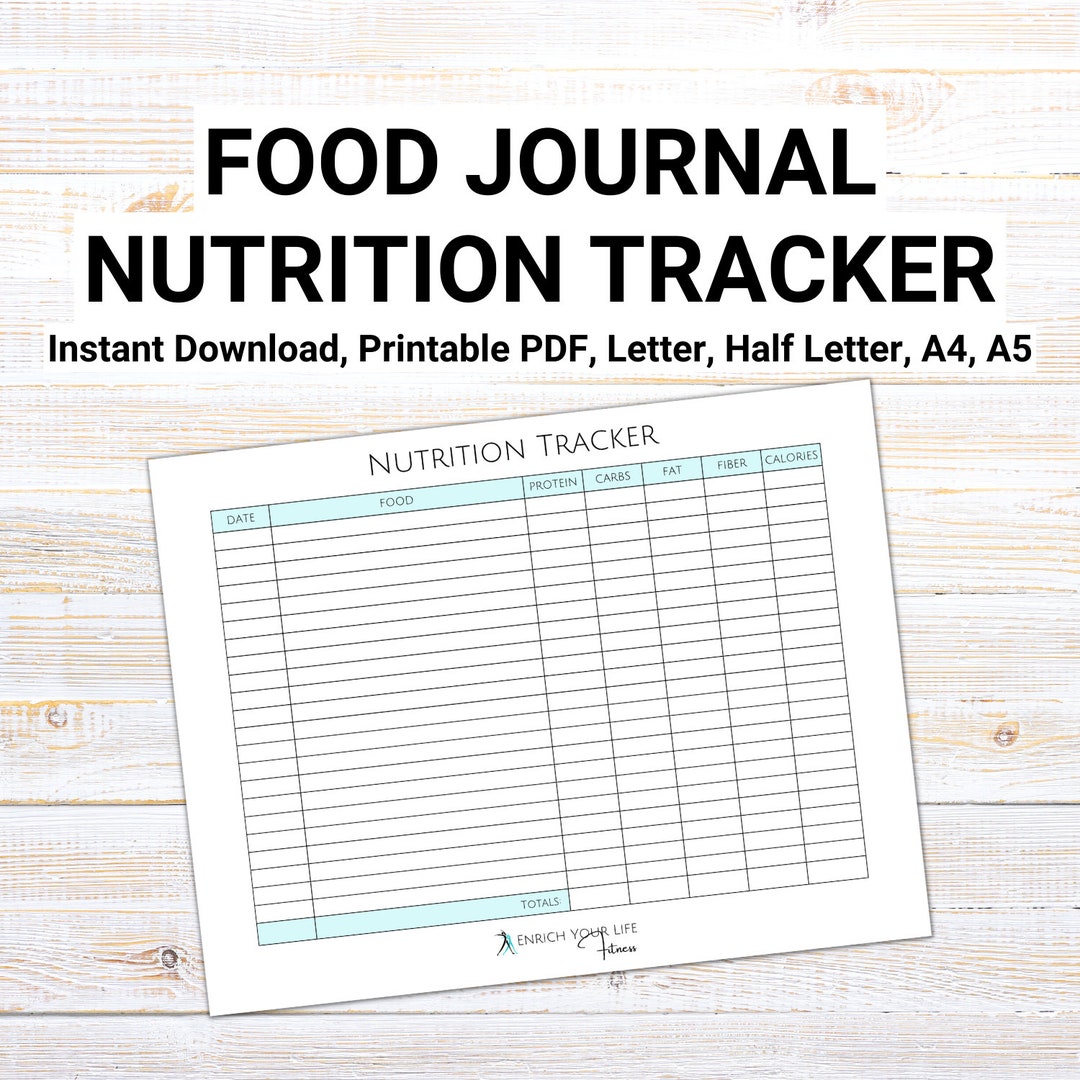 Daily Food Nutrition Journal, Printable Template, Food Log, Macro ...