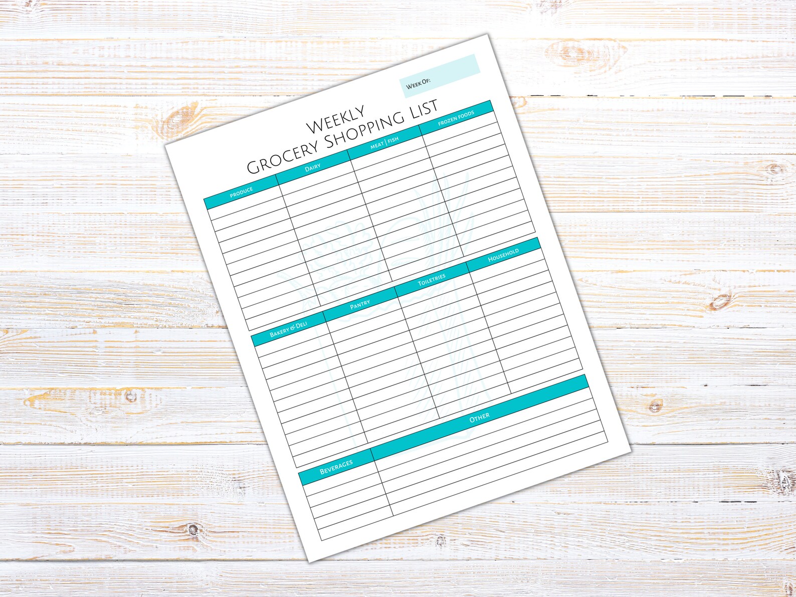 Weekly Grocery Shopping List With Categories, Grocery List Template ...