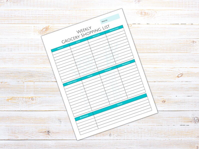 Weekly Grocery Shopping List With Categories, Grocery List Template ...