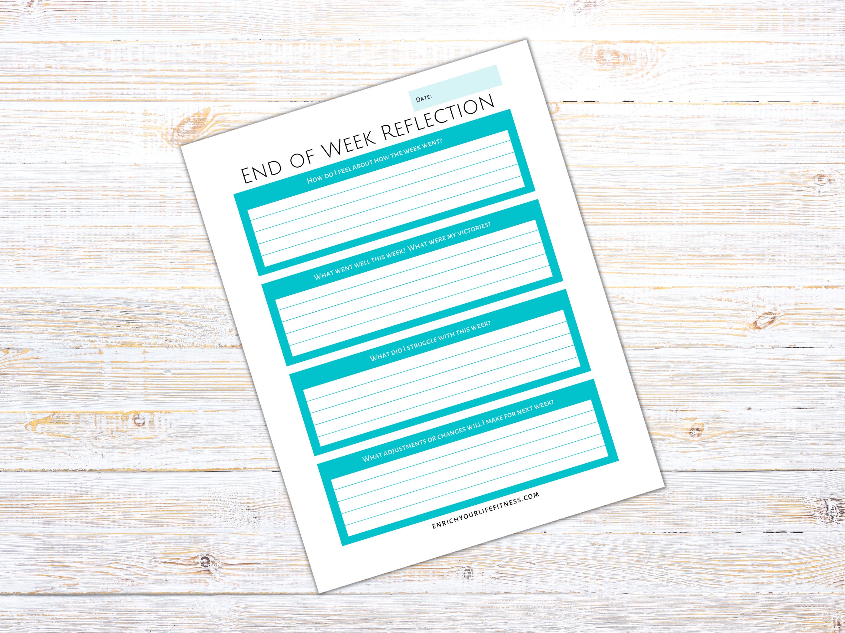 End of Week Reflection Journal Printable PDF, to Do, Fitness, Gratitude ...