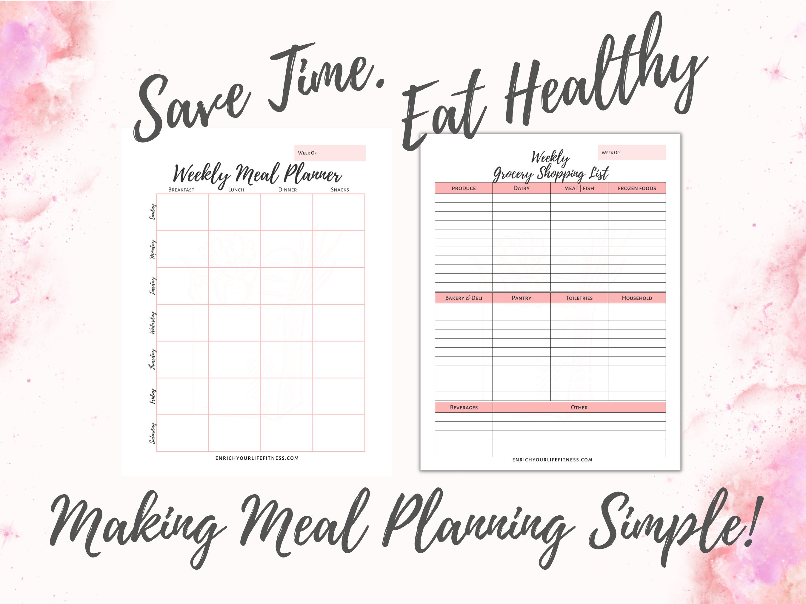 Fitness Planner Printable PDF, Meal Planner, Weight Loss/calorie ...