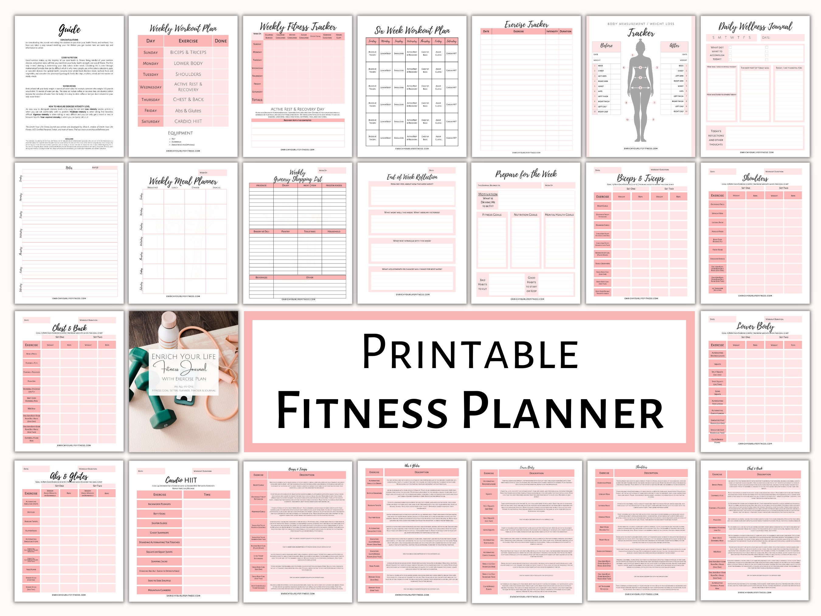Fitness Planner Printable PDF, Meal Planner, Weight Loss/calorie ...