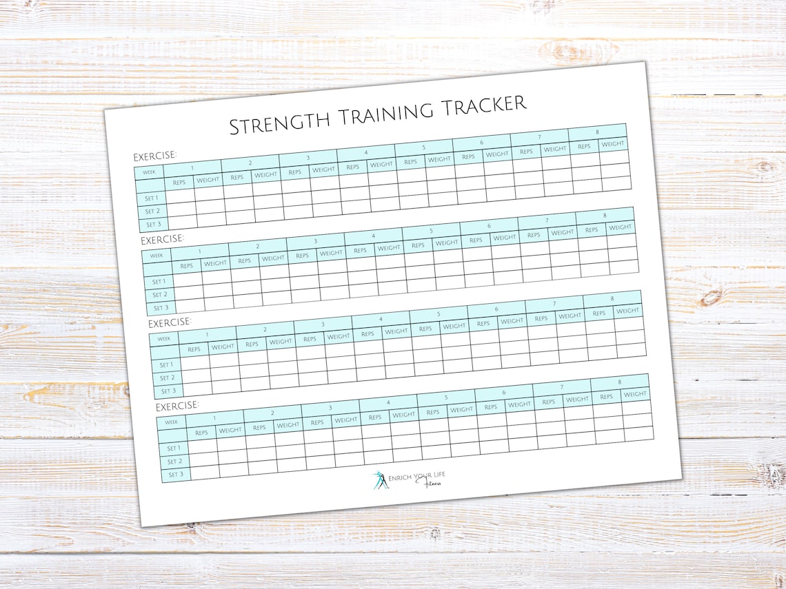 Strength Training Workout Tracker Printable, Weight Lifting Exercise ...
