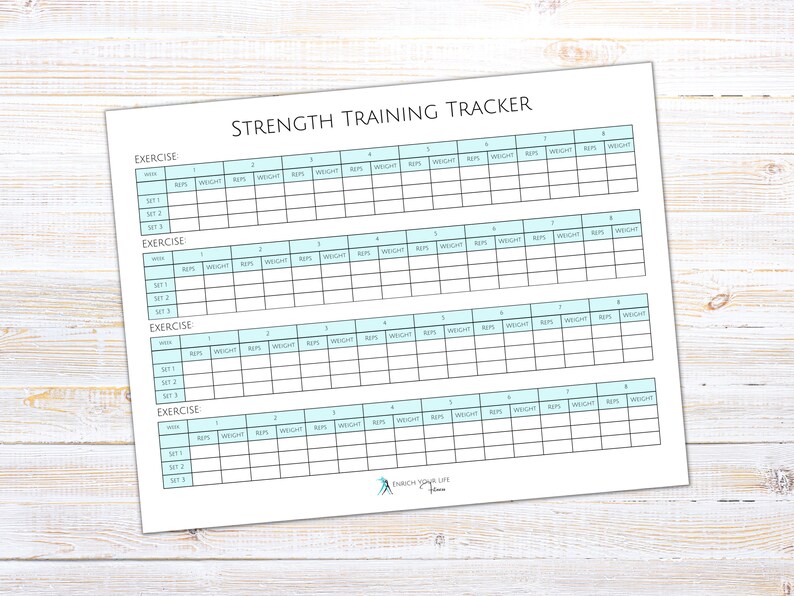 Strength Training Workout Tracker Printable, Weight Lifting Exercise ...