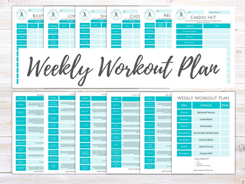 Weekly Workout Plan Printable With Exercises and Tracker/log for Home ...
