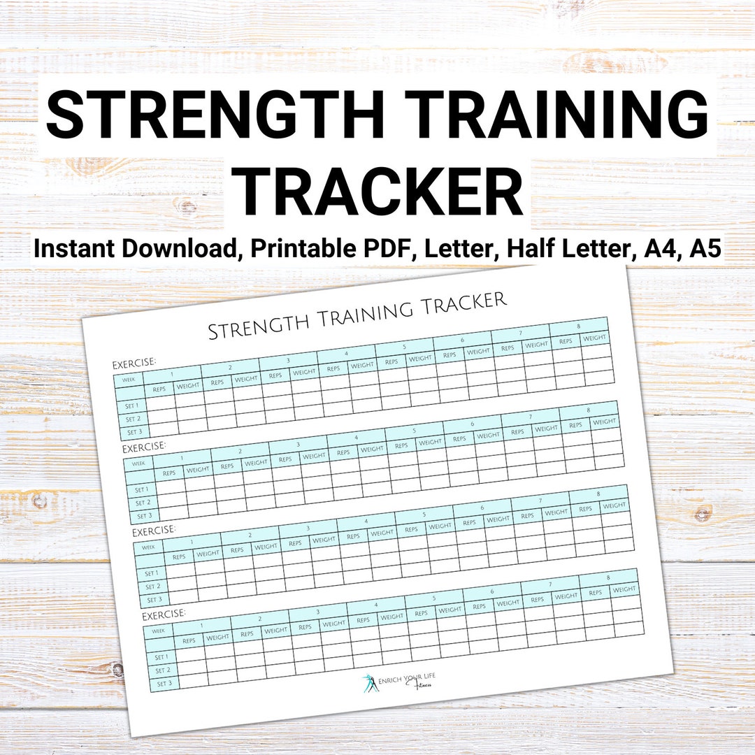 Strength Training Workout Tracker Printable, Weight Lifting Exercise ...