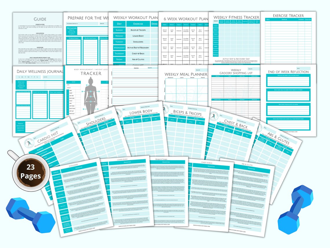 Fitness Planner Printable PDF, Meal Planner, Weight Loss/calorie ...