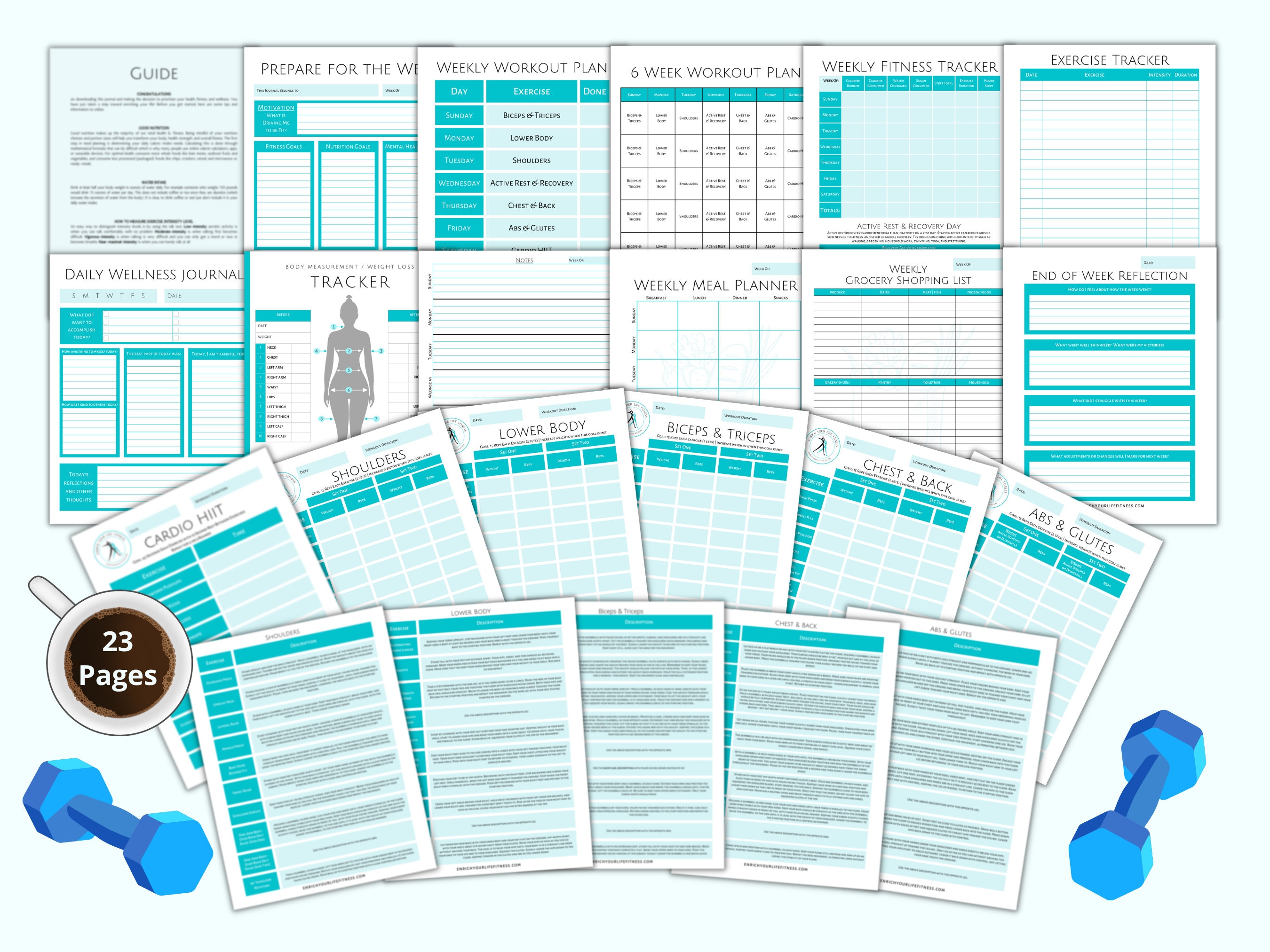 Fitness Planner Printable PDF, Meal Planner, Weight Loss/calorie ...