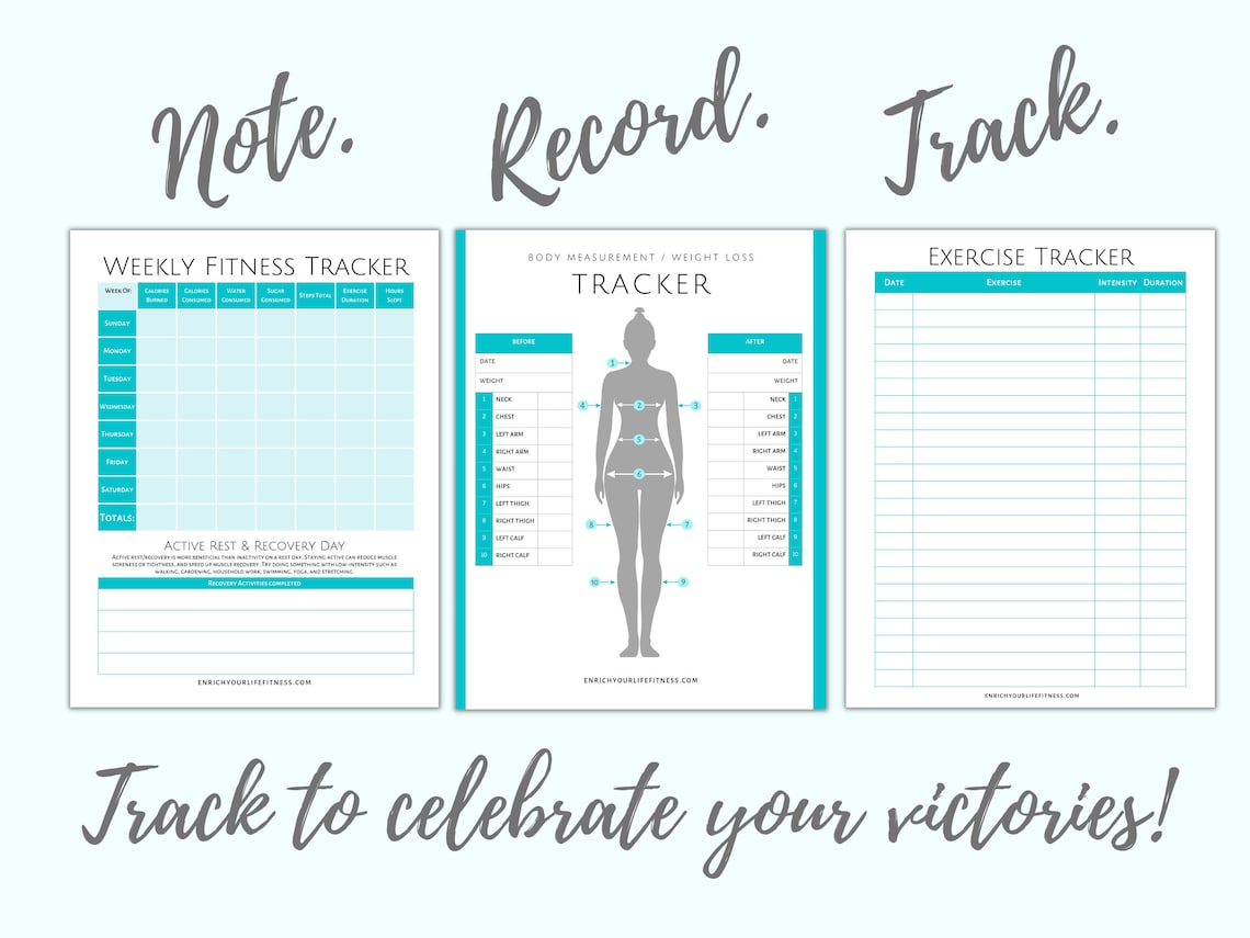 Fitness Planner Printable PDF With Meal Planner, Weight Loss Tracker ...