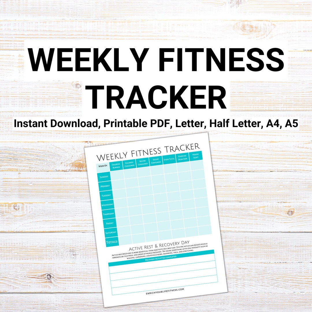 Fitness Tracker Printable PDF, Track Calories Burned, Calories Consumed ...