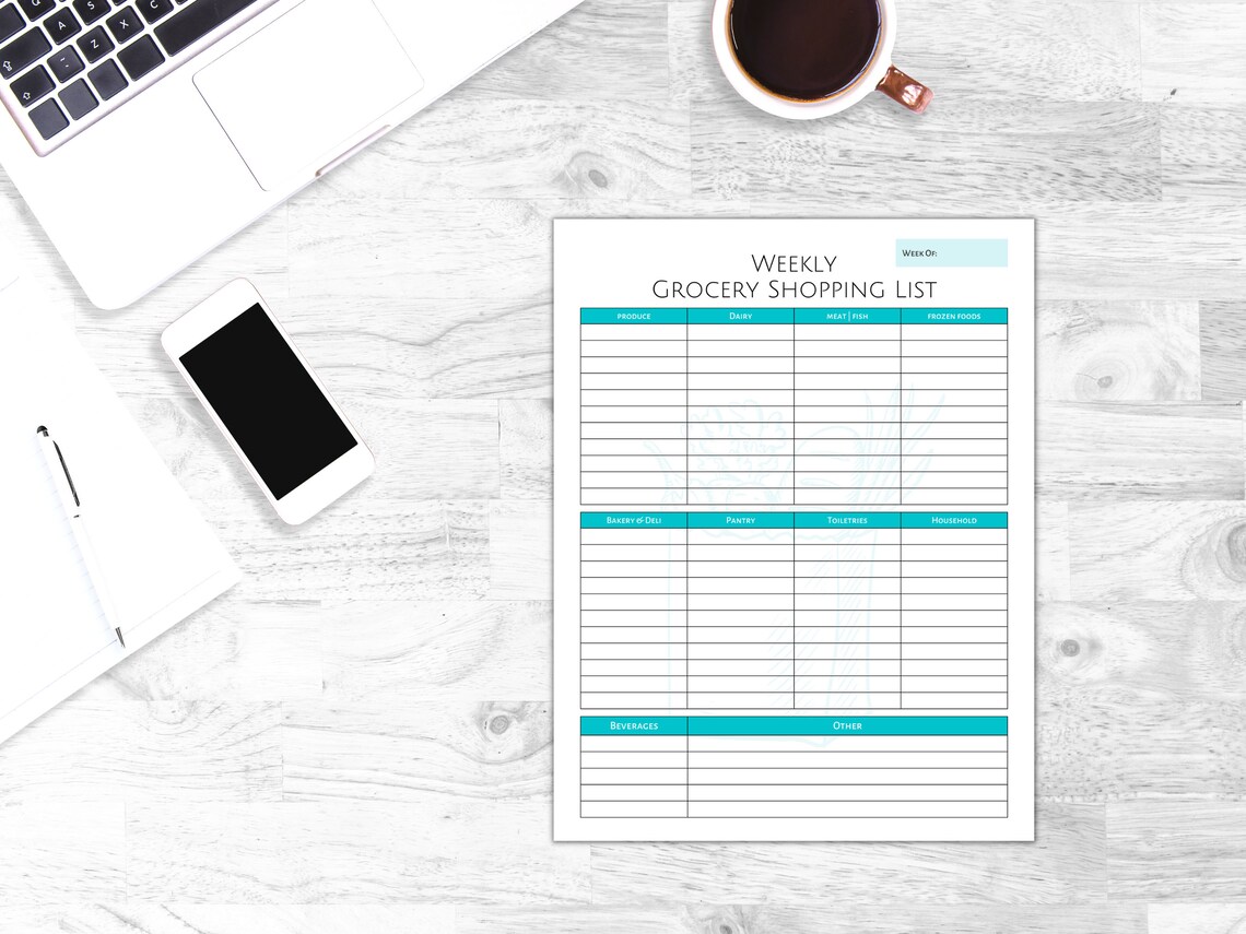 Weekly Grocery Shopping List With Categories, Grocery List Template ...