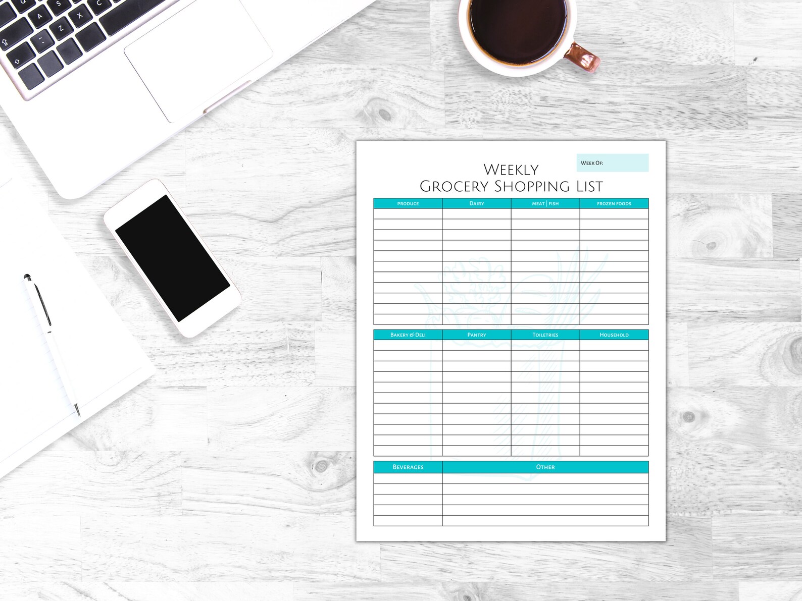 Weekly Grocery Shopping List With Categories, Grocery List Template ...