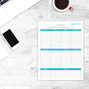 Weekly Grocery Shopping List With Categories, Grocery List Template ...