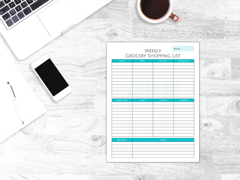 Weekly Grocery Shopping List With Categories, Grocery List Template ...