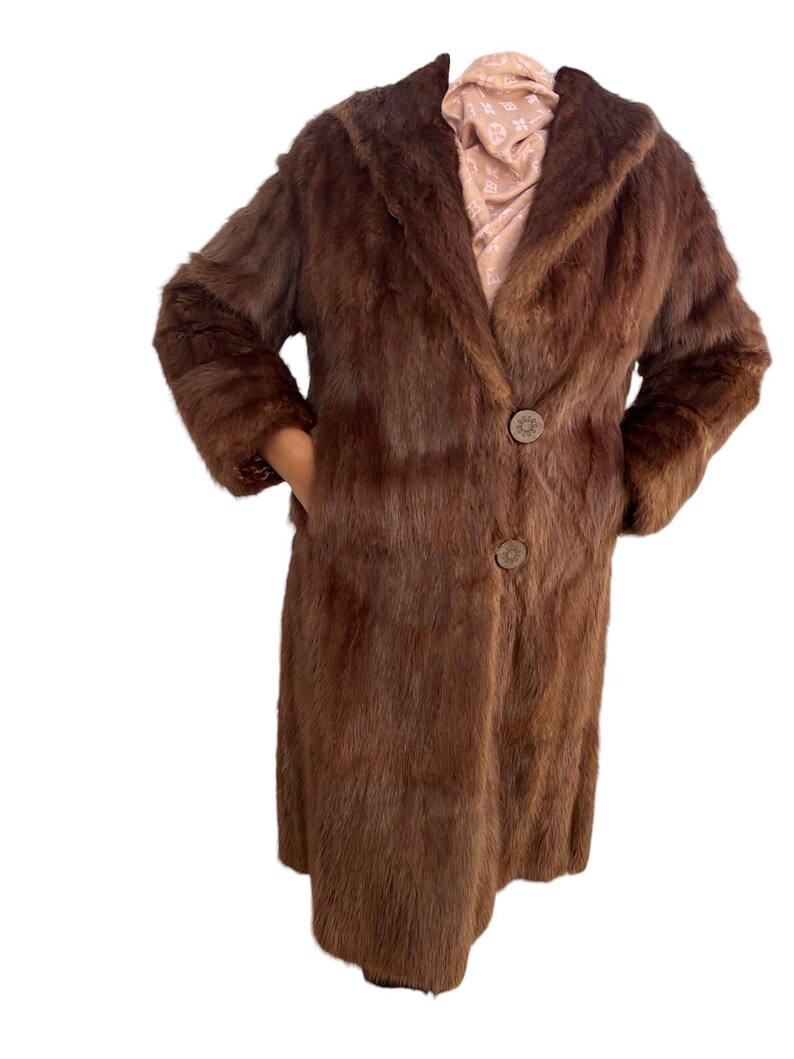 Manteau D'hiver Femme A Fourrure De Vison Marron Taille Moyenne - Etsy