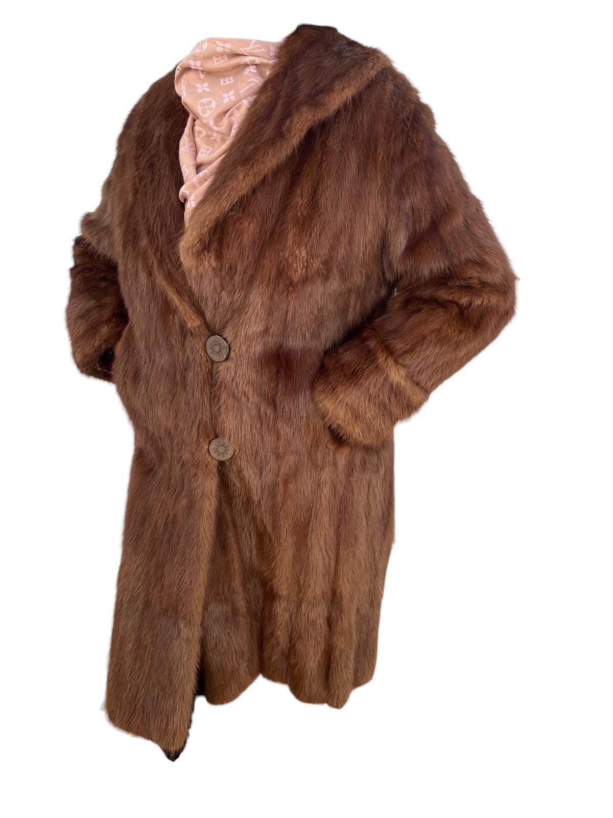 Manteau D'hiver Femme A Fourrure De Vison Marron Taille Moyenne - Etsy