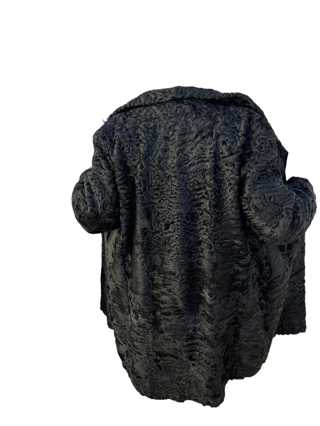 Women's Long Coat With Russian Lamb Astrakhan Fur Size XL - Etsy