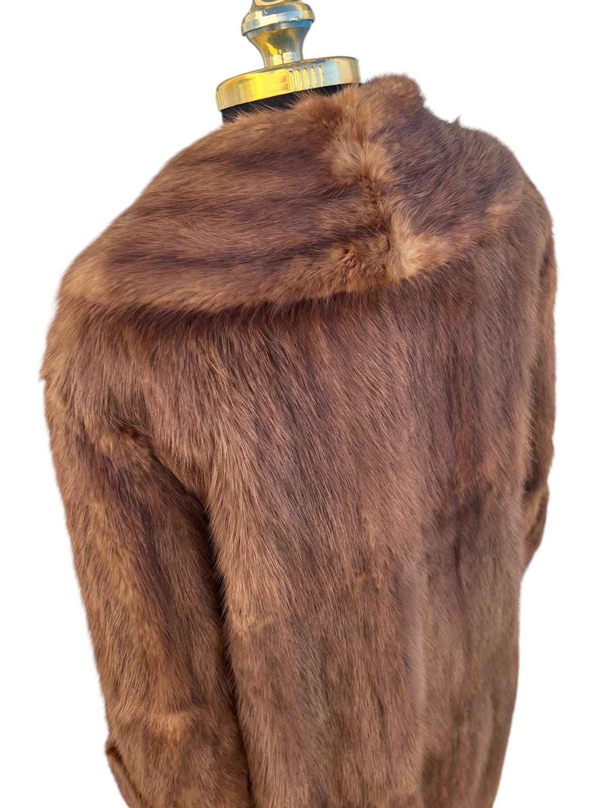Manteau D'hiver Femme A Fourrure De Vison Marron Taille Moyenne - Etsy