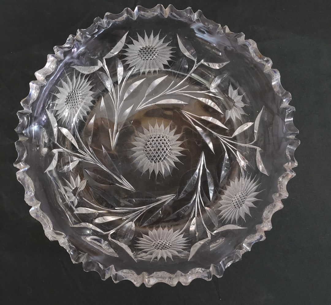 Vintage Crystal Serving Salad Bowl Fruit Bowl Vegetable Dish Plate ...