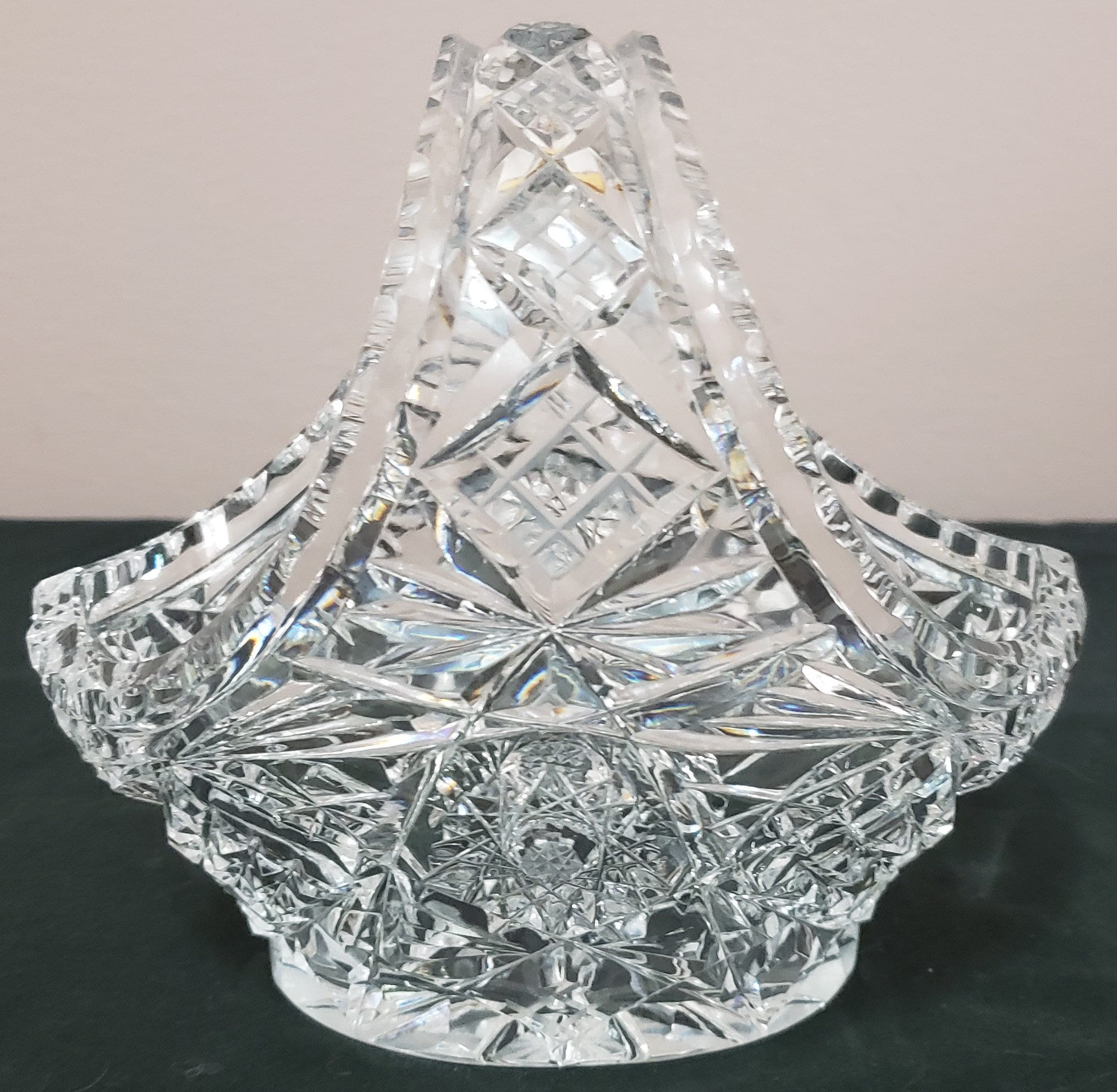 Crystal Cut Glass Decorative Basket Bowl With Handle Vintage - Etsy