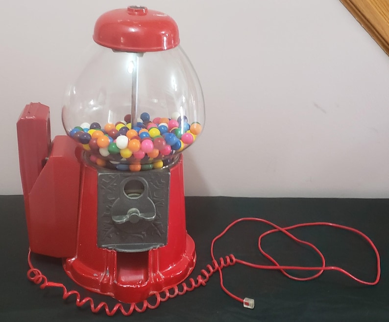 Gumball Machine Continental Canada Red Metal Base Black Stand Coin Bank ...