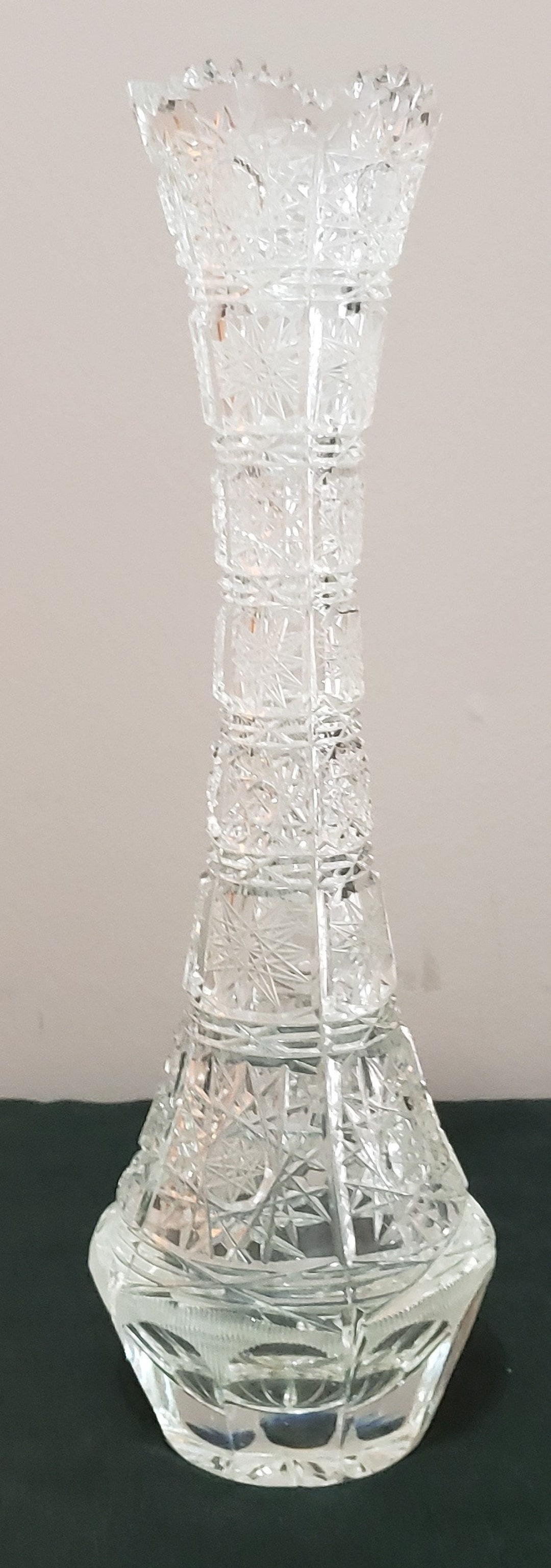 Vintage Bohemian Crystal Fluted Flower Vase Decorative Brilliant ...