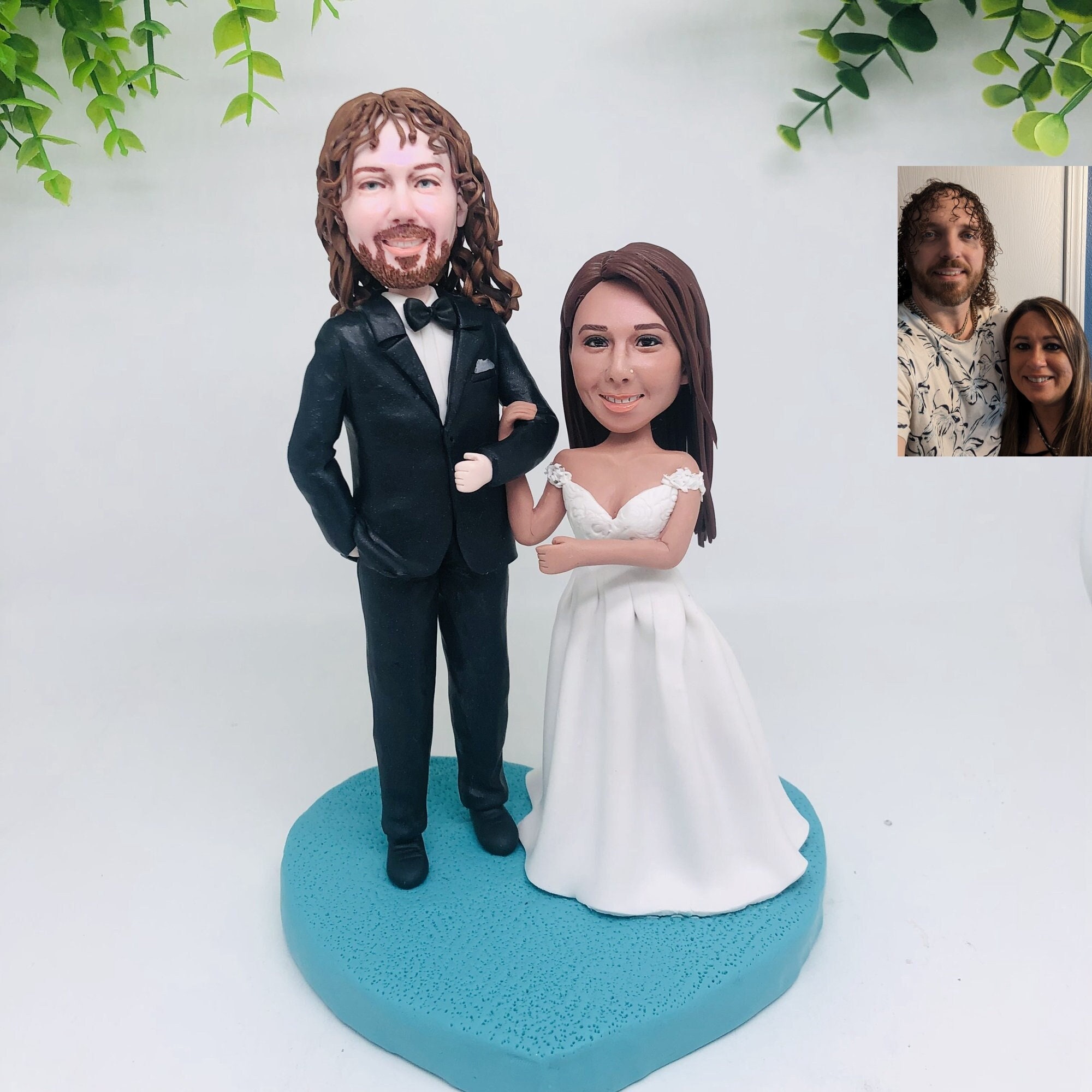 Custom Couple Clay Figure Sculpture, Wedding Cake Topper Bride and ...
