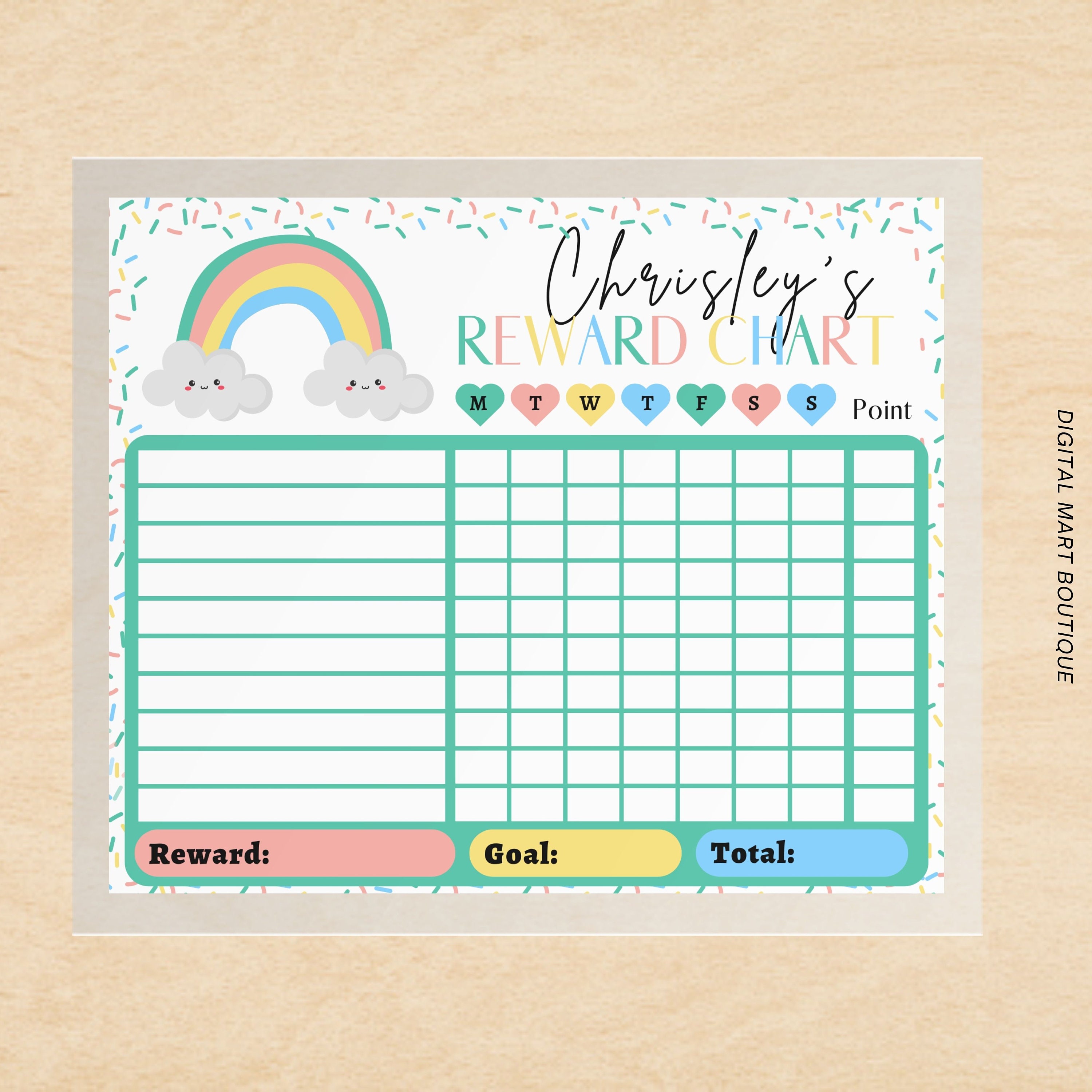 Reward Chart Multiple Kids Editable Printable Rainbow Chore Chart My ...