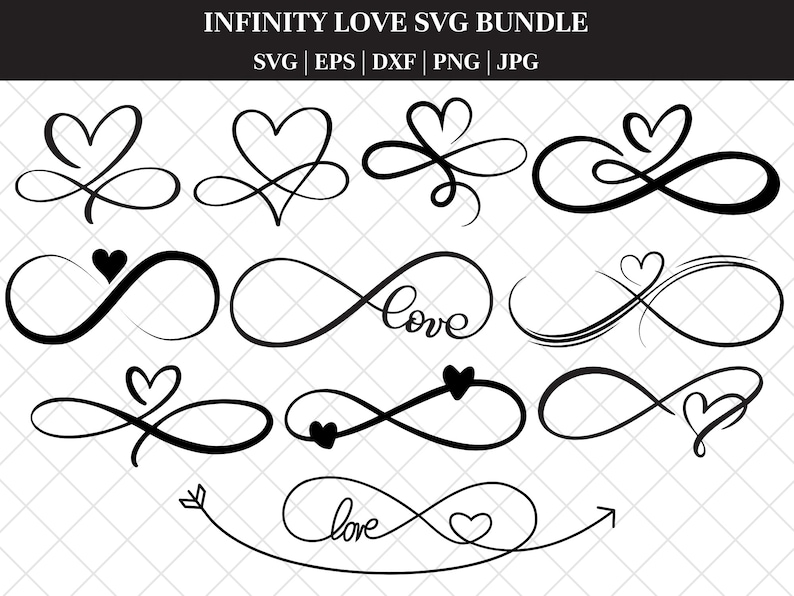 Infinity Love SVG Bundle, Infinity SVG, Love SVG, Heart Svg, Valentine ...