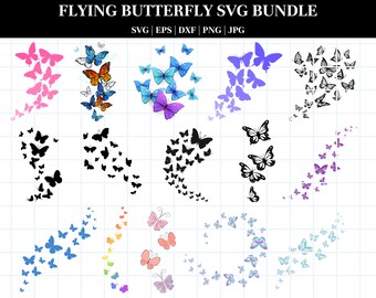 Flying Butterflies Svg Bundle, Butterfly Svg, Butterfly Design Layout ...