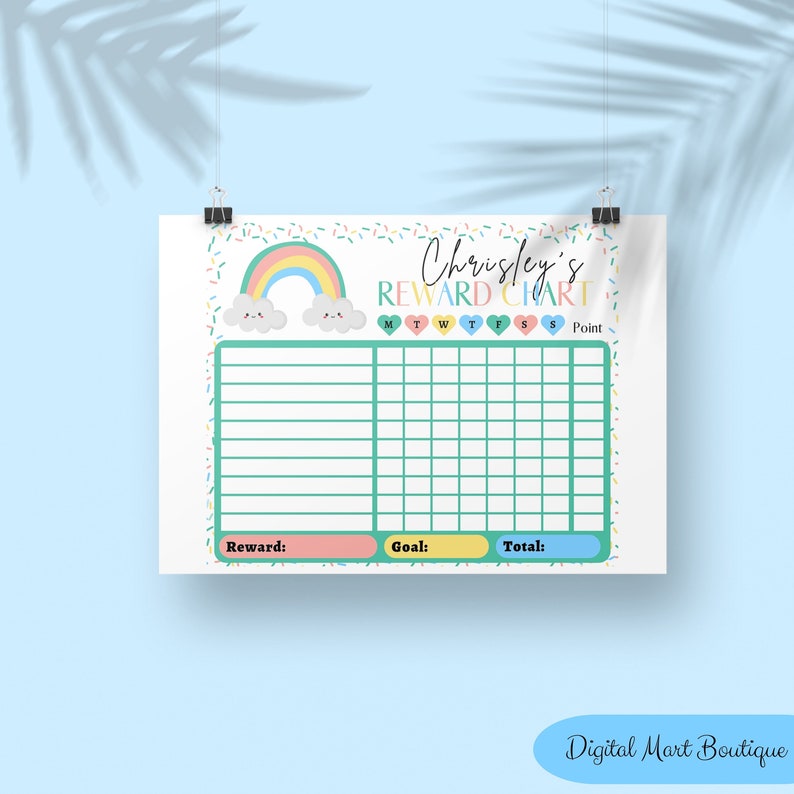 Reward Chart Multiple Kids Editable Printable Rainbow Chore Chart My ...