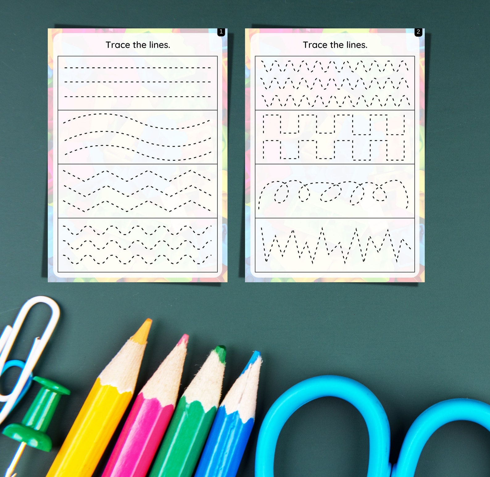 Printable Tracing Worksheet Bundle Alphabet Number Letter Color Shape ...