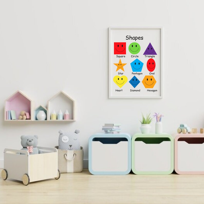 Geometric Shapes Printable, Learning Materials Classroom Art, Kids ...