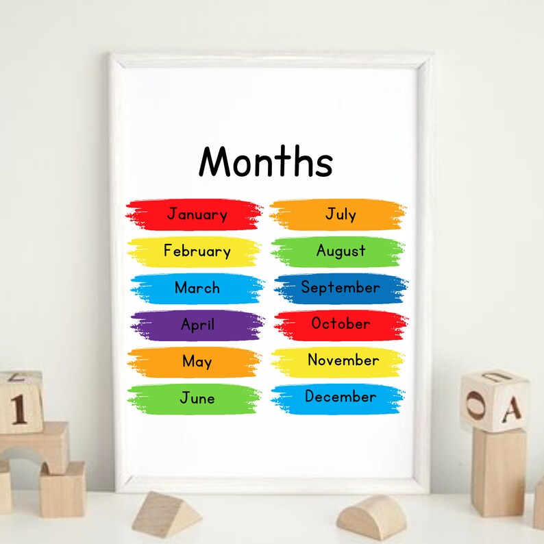 Months of the Year Printable, Homeschool Learning Print, Learning Print ...
