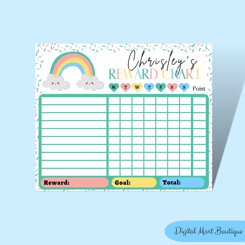 Reward Chart Multiple Kids Editable Printable Rainbow Chore Chart My ...