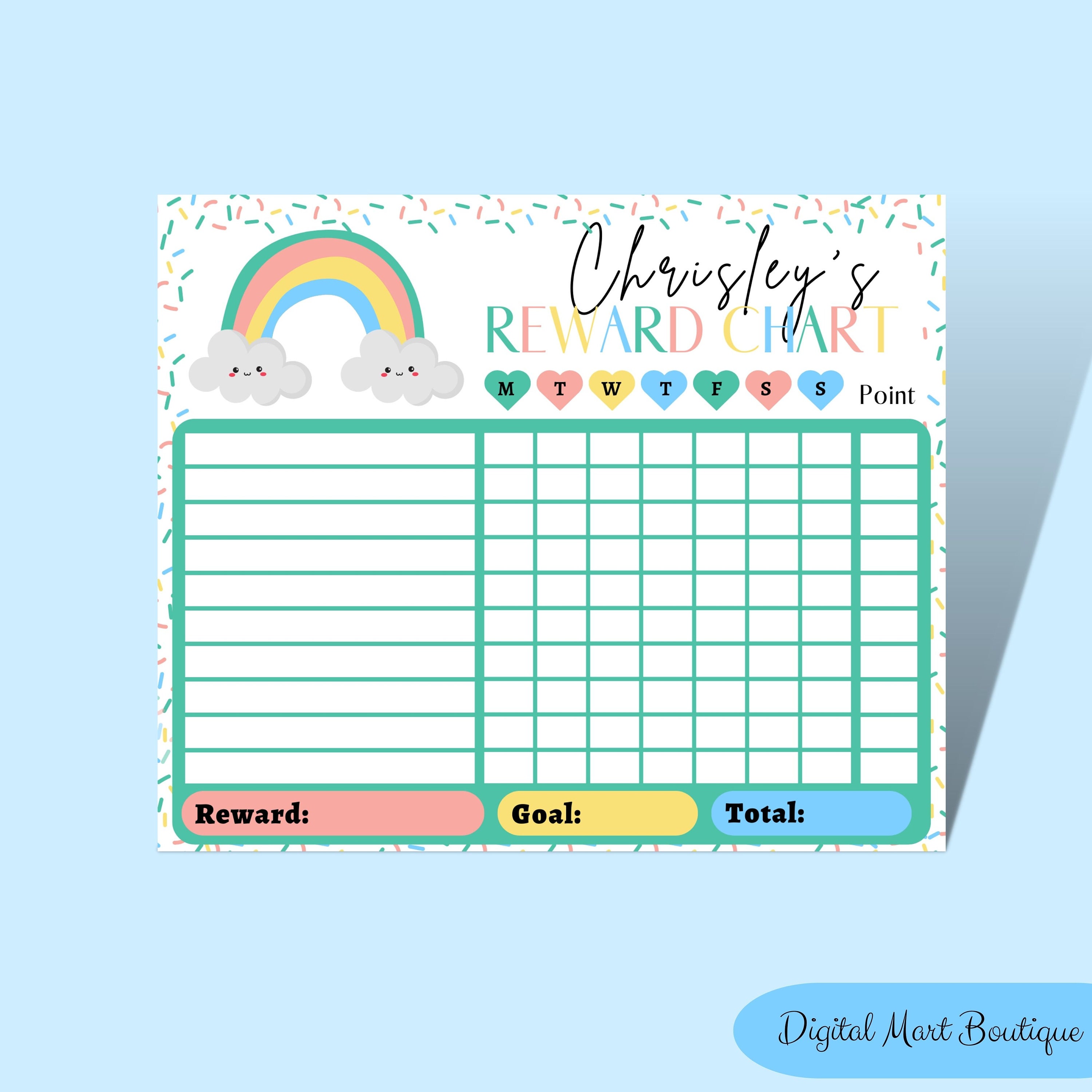 Reward Chart Multiple Kids Editable Printable Rainbow Chore Chart My ...