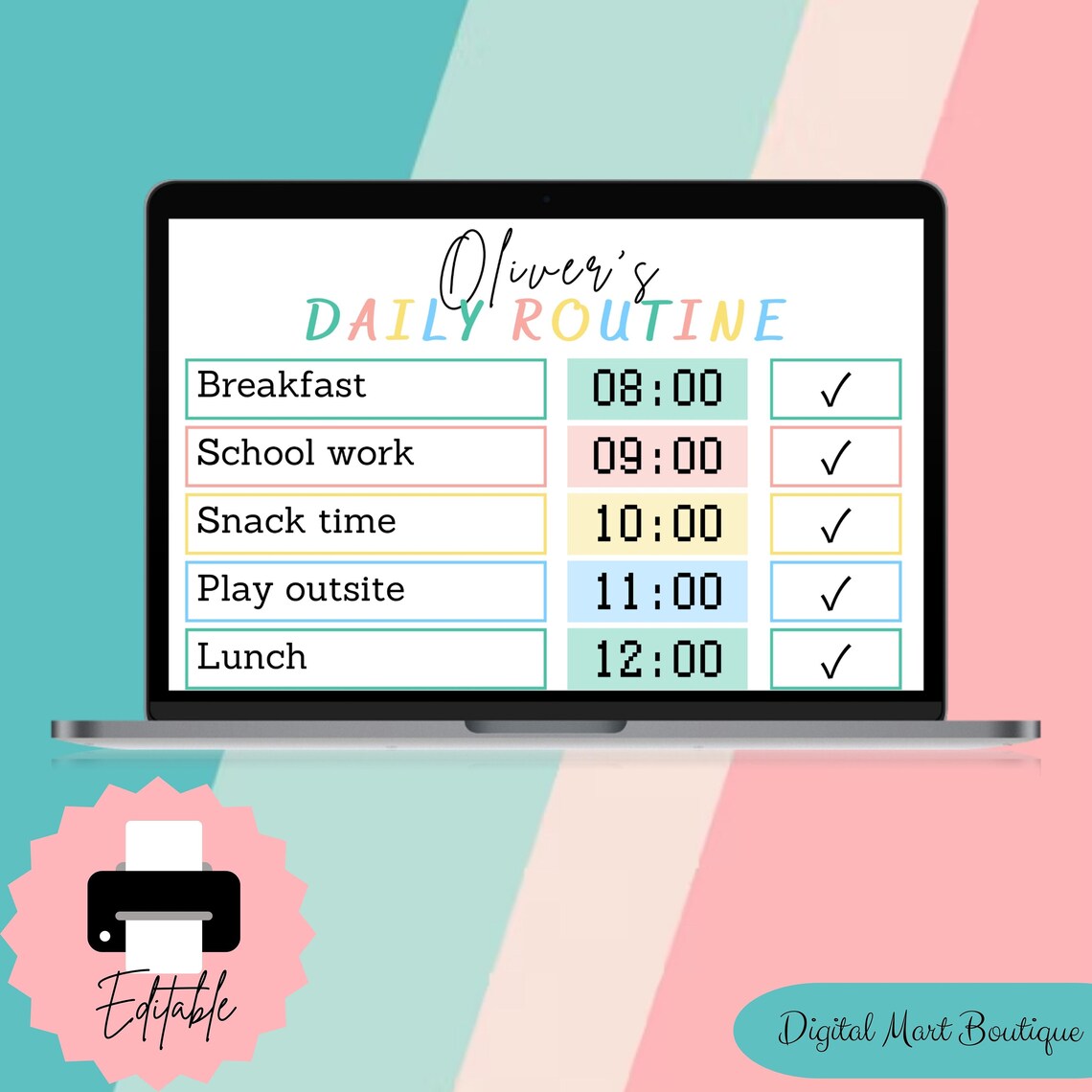 Daily Routine Chore Chart for Kids Responsibility Checklist My Daily to ...