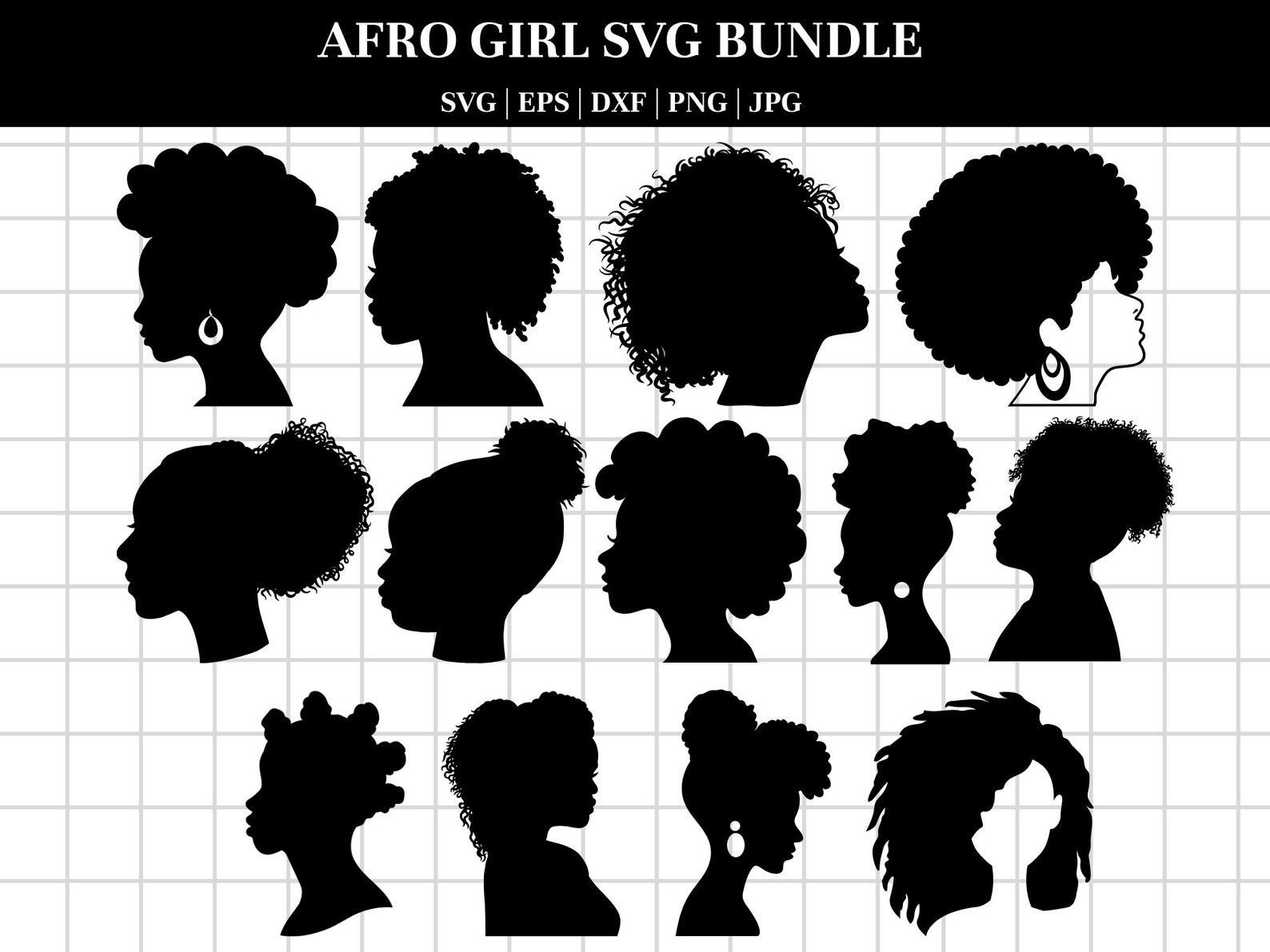 Afro Woman Svg Bundle Afro Queen Svg Afro Lady Svg Afro Girl Svg