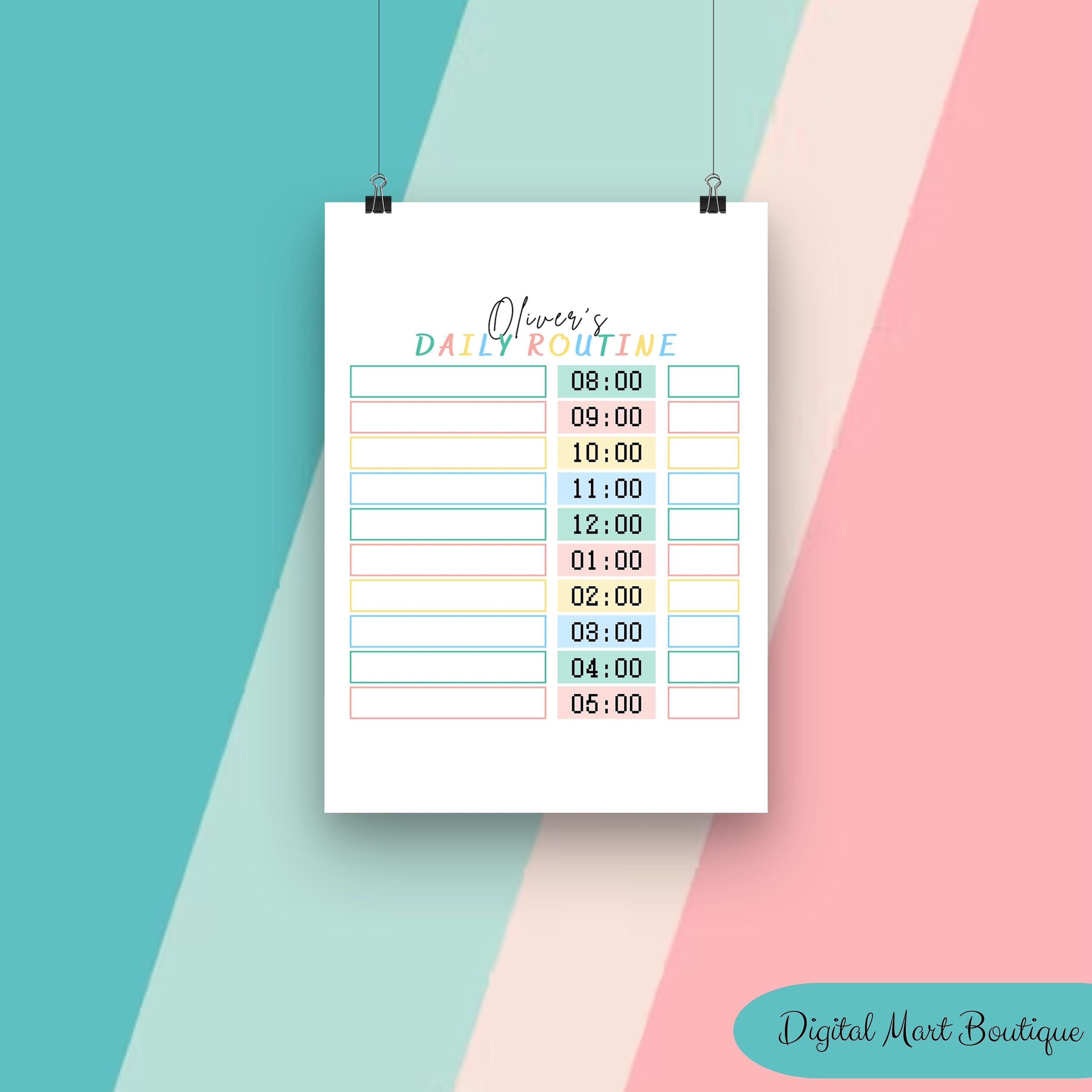 Daily Routine Chore Chart for Kids Responsibility Checklist My Daily to ...