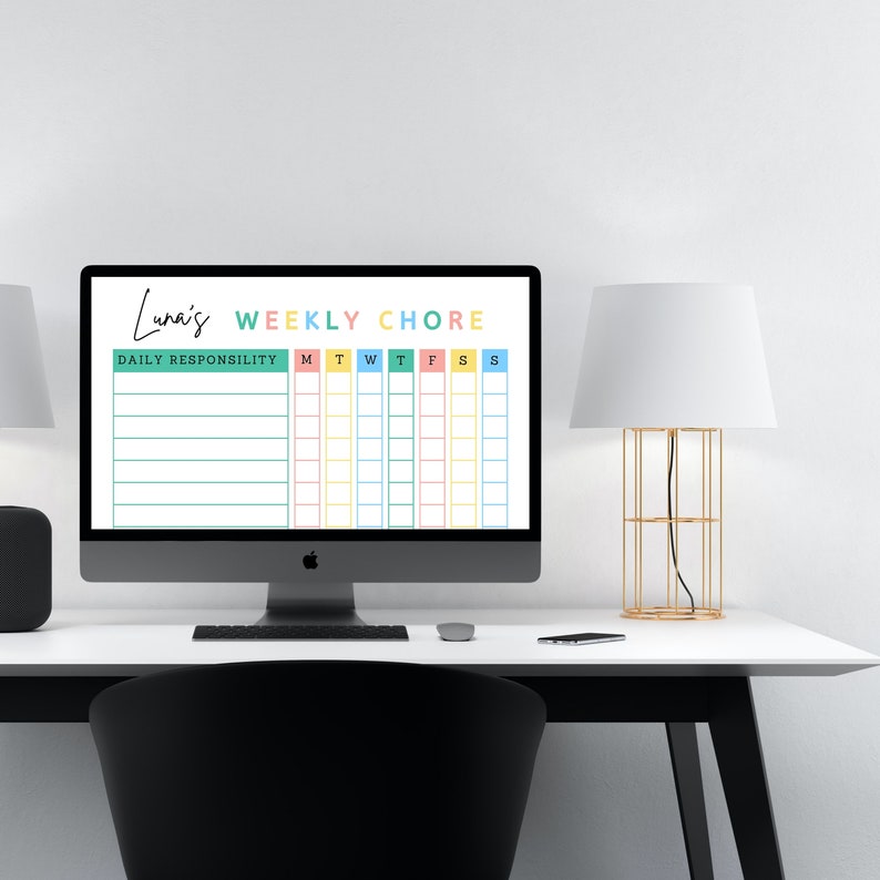 Weekly Daily Chore Chart for Kids Responsibility Chart Home School My ...