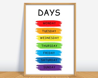Days of the Week Printable, Montessori Education Poster, Fall Kids ...
